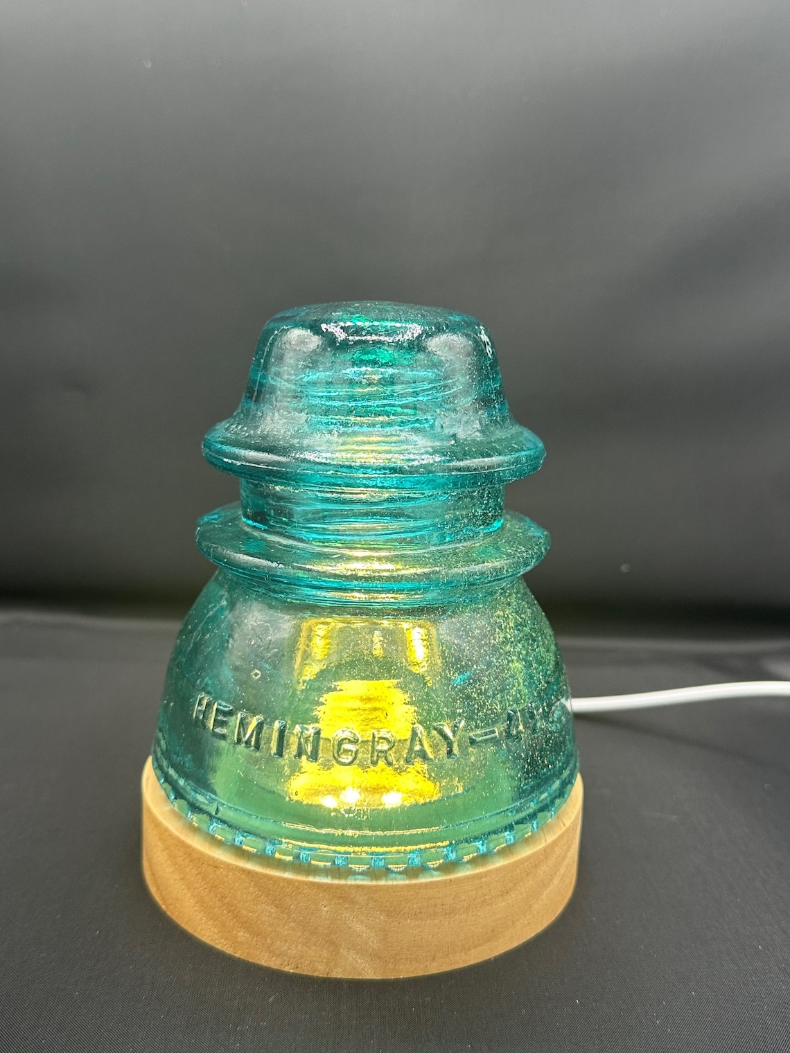 NIGHTLIGHT Hemingray 42 Glass Shade With LED Bamboo Base - Etsy Canada