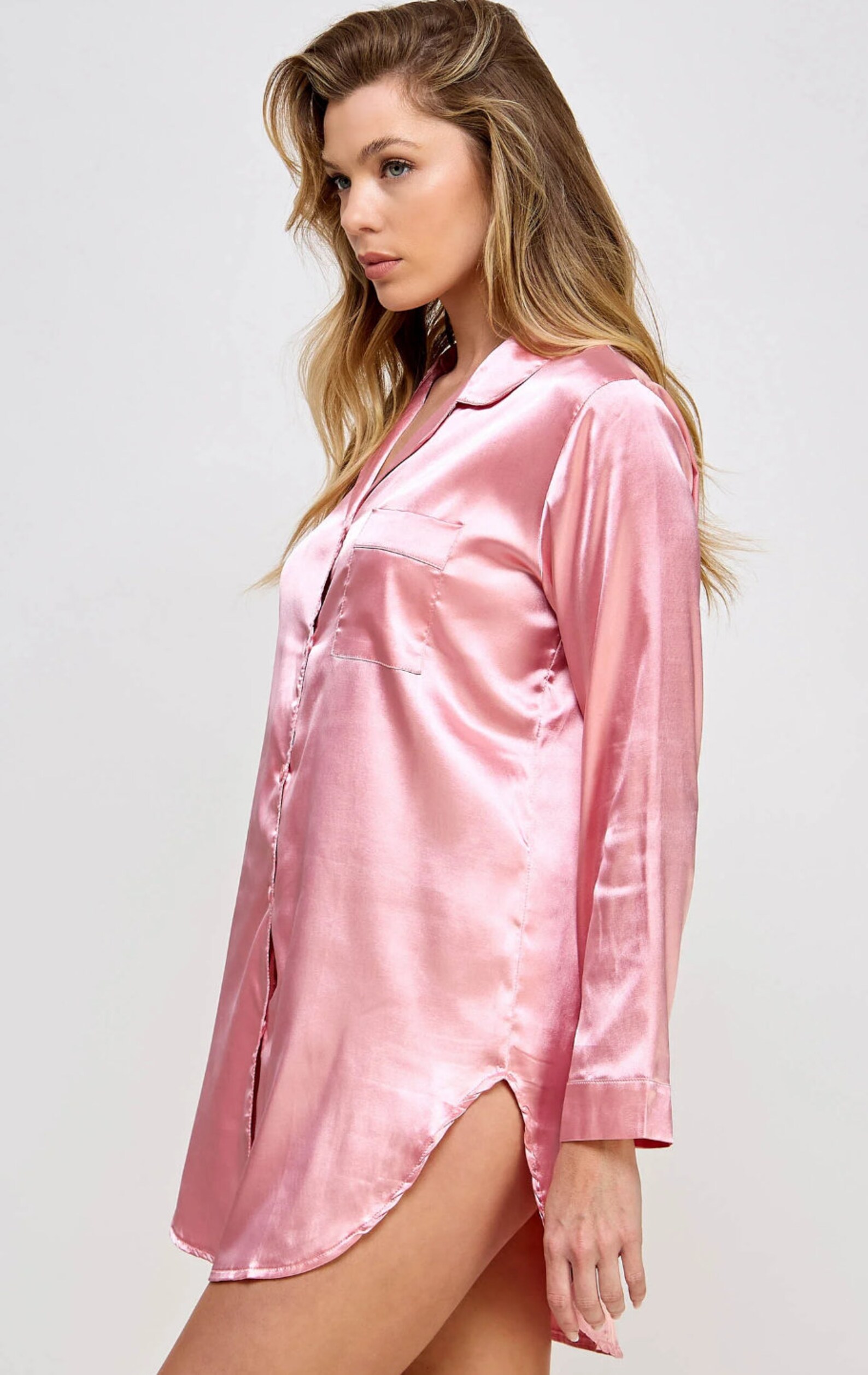 Standard and Plus Size Dusty Rose Kimberly Satin Sleepshirt - Etsy
