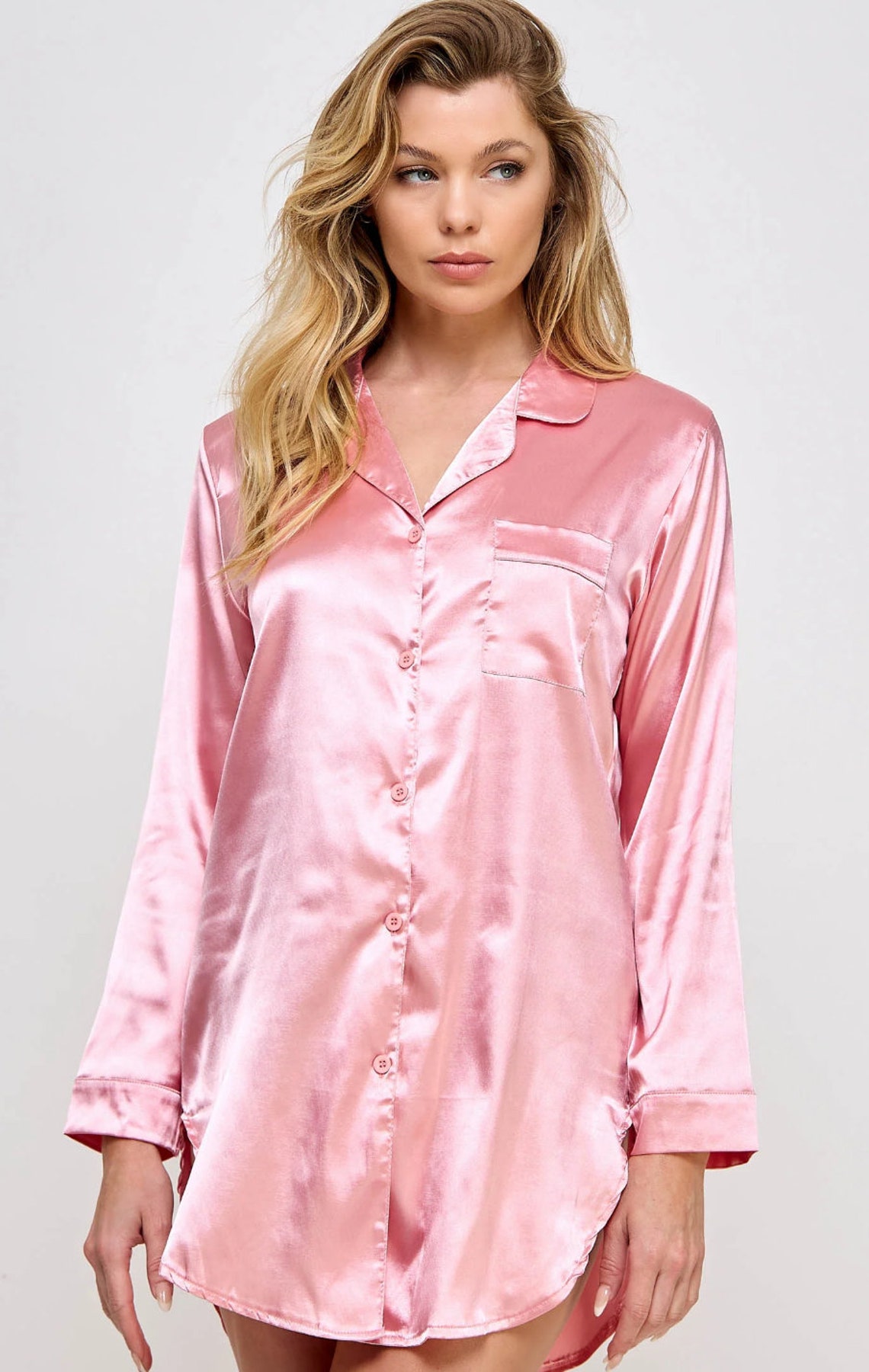 Standard and Plus Size Dusty Rose Kimberly Satin Sleepshirt - Etsy