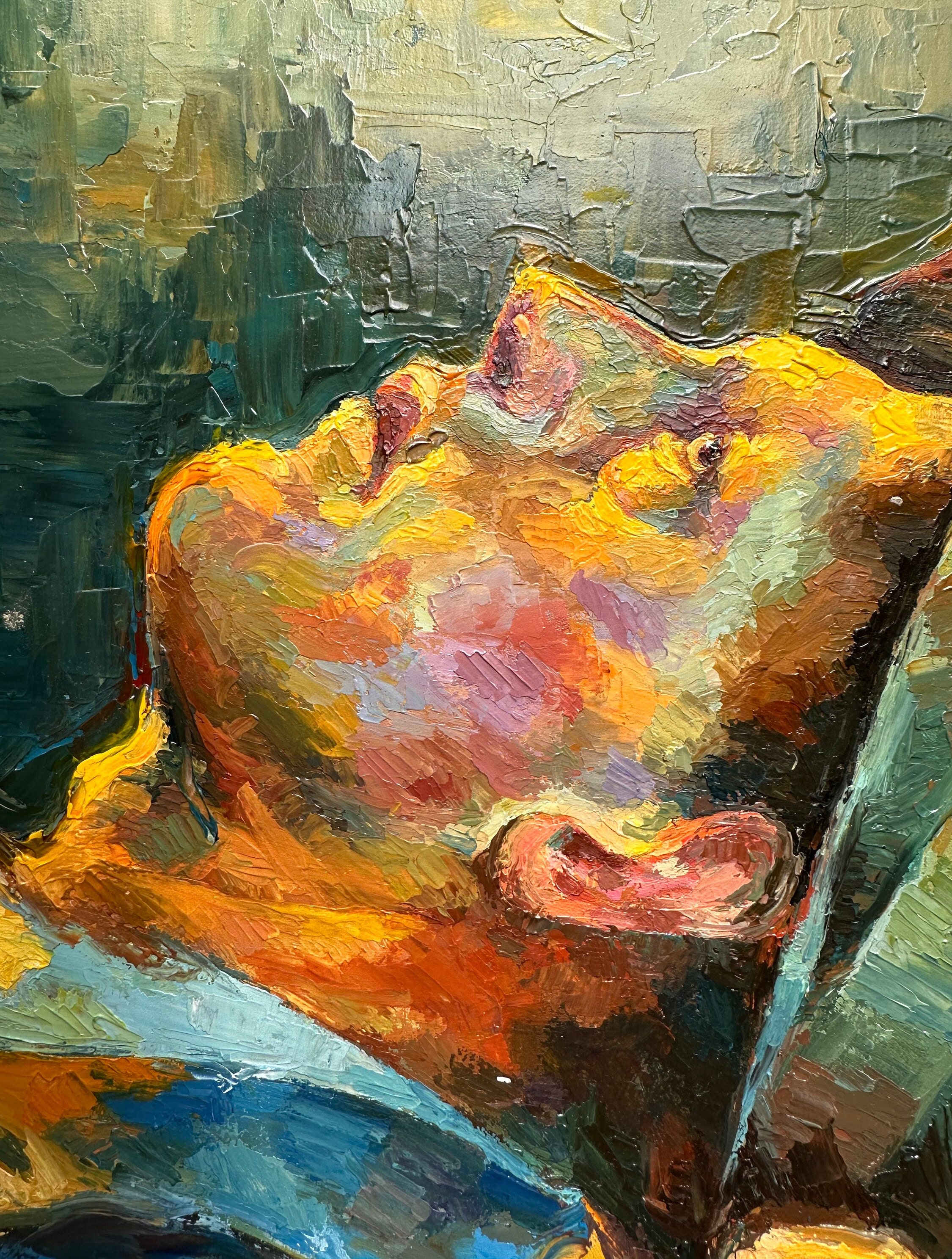 Original Impressionism Painting Oil Portrait of a Man With Hat Large ...
