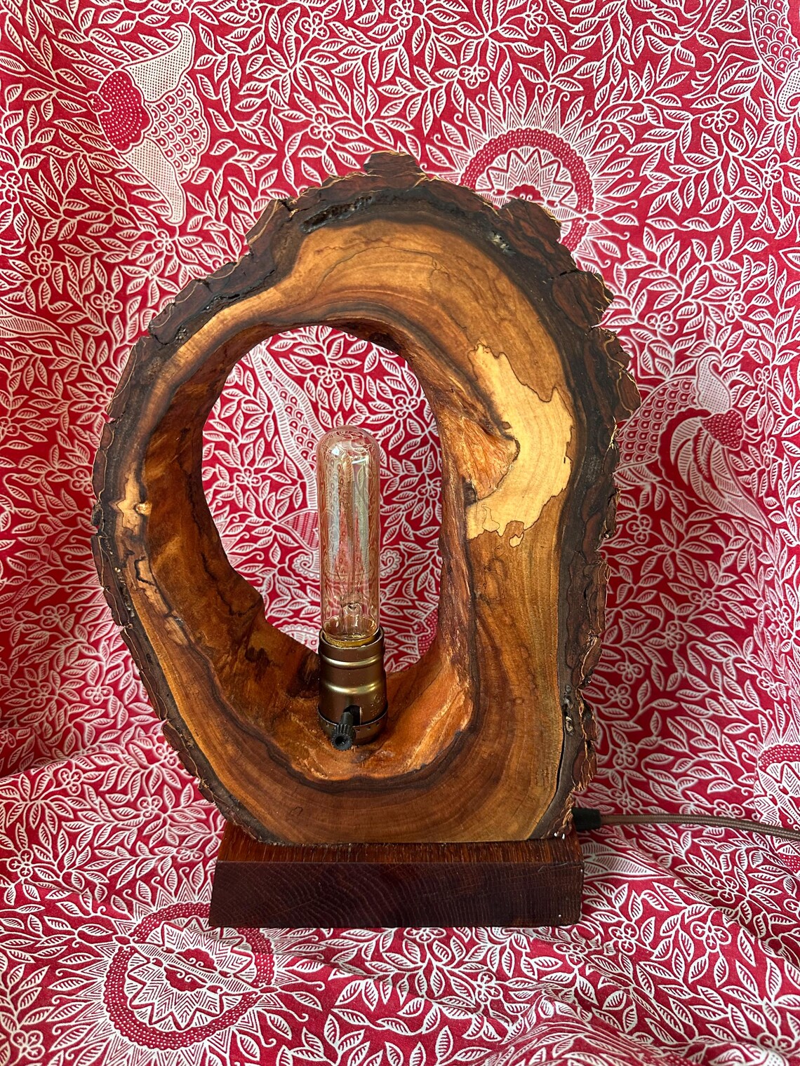 Tree Slice as a Lamp , Real Wood Lamp, Tree Trunk With Light Bulb, Real ...