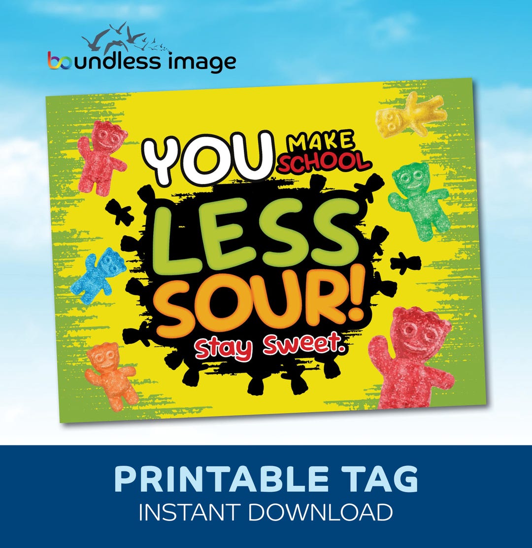Kids Classroom Valentine's Day Card: Sour Candy Tag Printable Instant ...