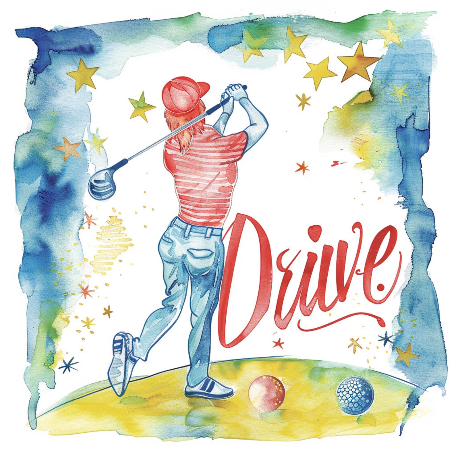 33 Watercolor Golf Clipart Golf Greens & Scenes PNG Set Golfer Gifts ...