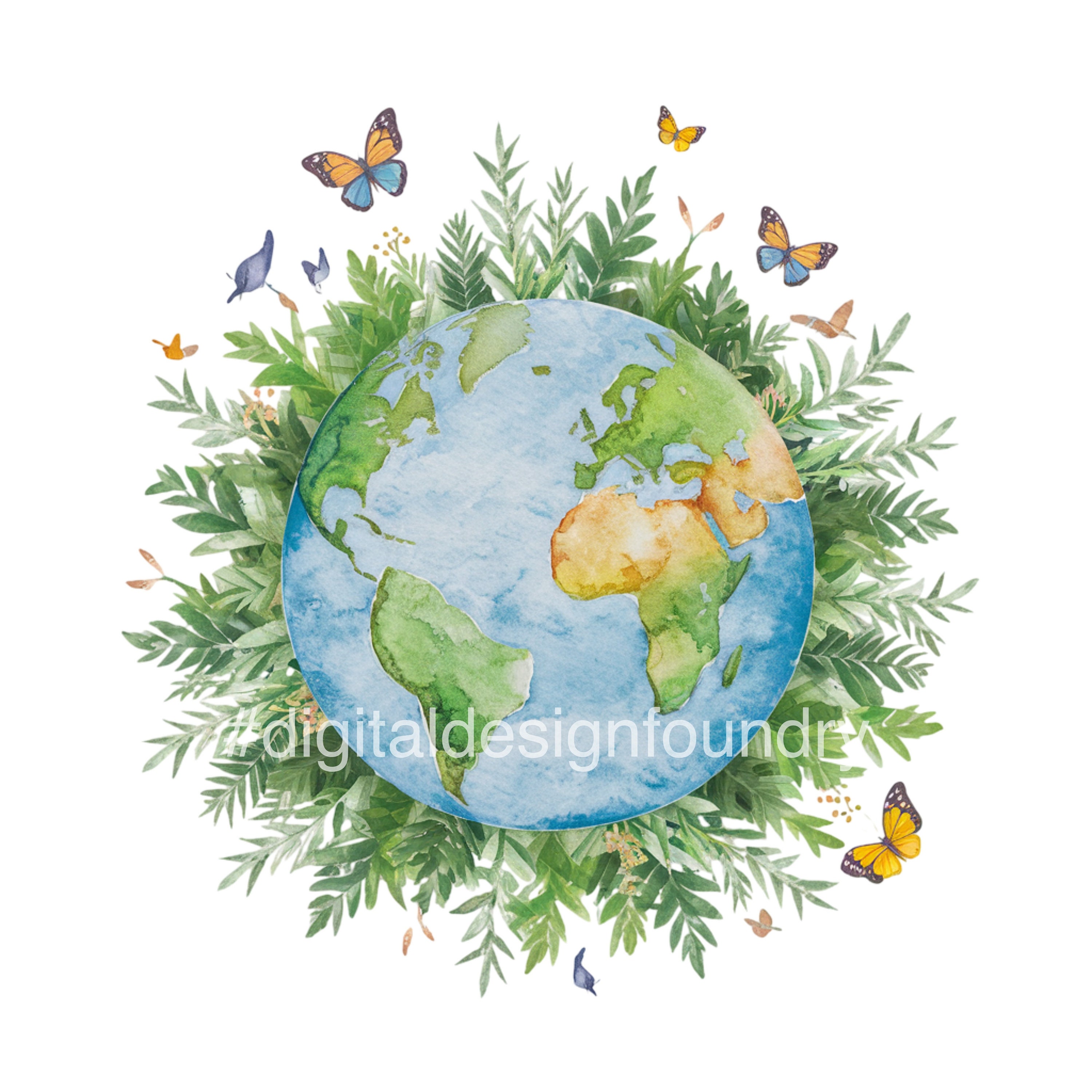 19 Earth Scenes Clipart Watercolor, PNG, SVG, JPG, Whimsical Earth Day ...
