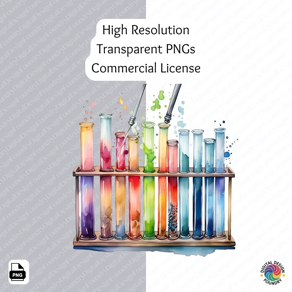 Whimsical Science Lab Clipart 15 Watercolor Pngs Microscopes, Flasks ...