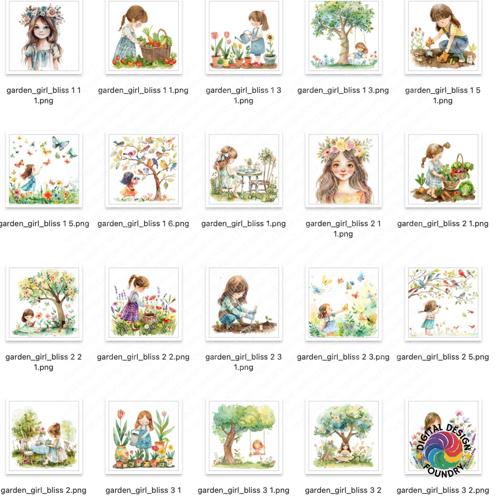 40 Watercolor Garden Girl Clipart Whimsical Fairycore Pngs Cottagecore ...