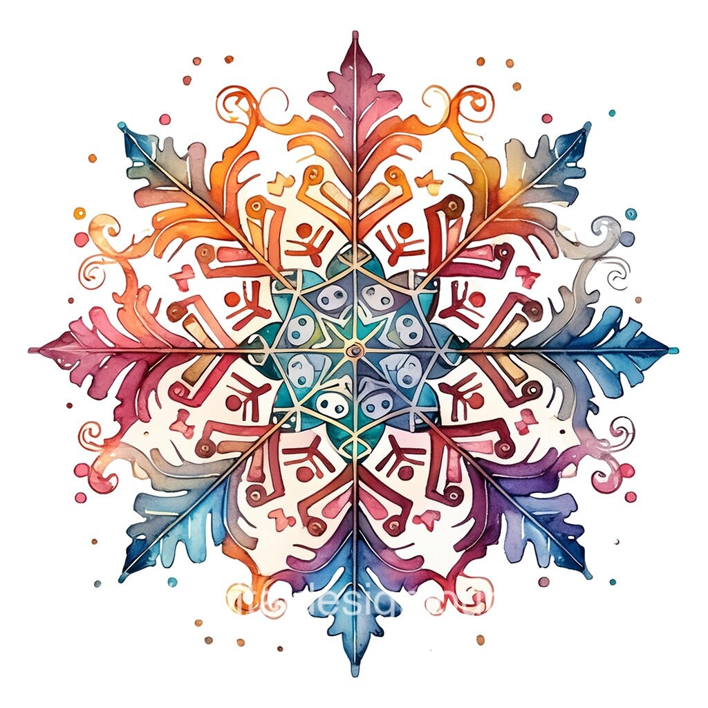 28 Snowflake Clipart Watercolor PNG, SVG, JPG, Winter Wonderland ...