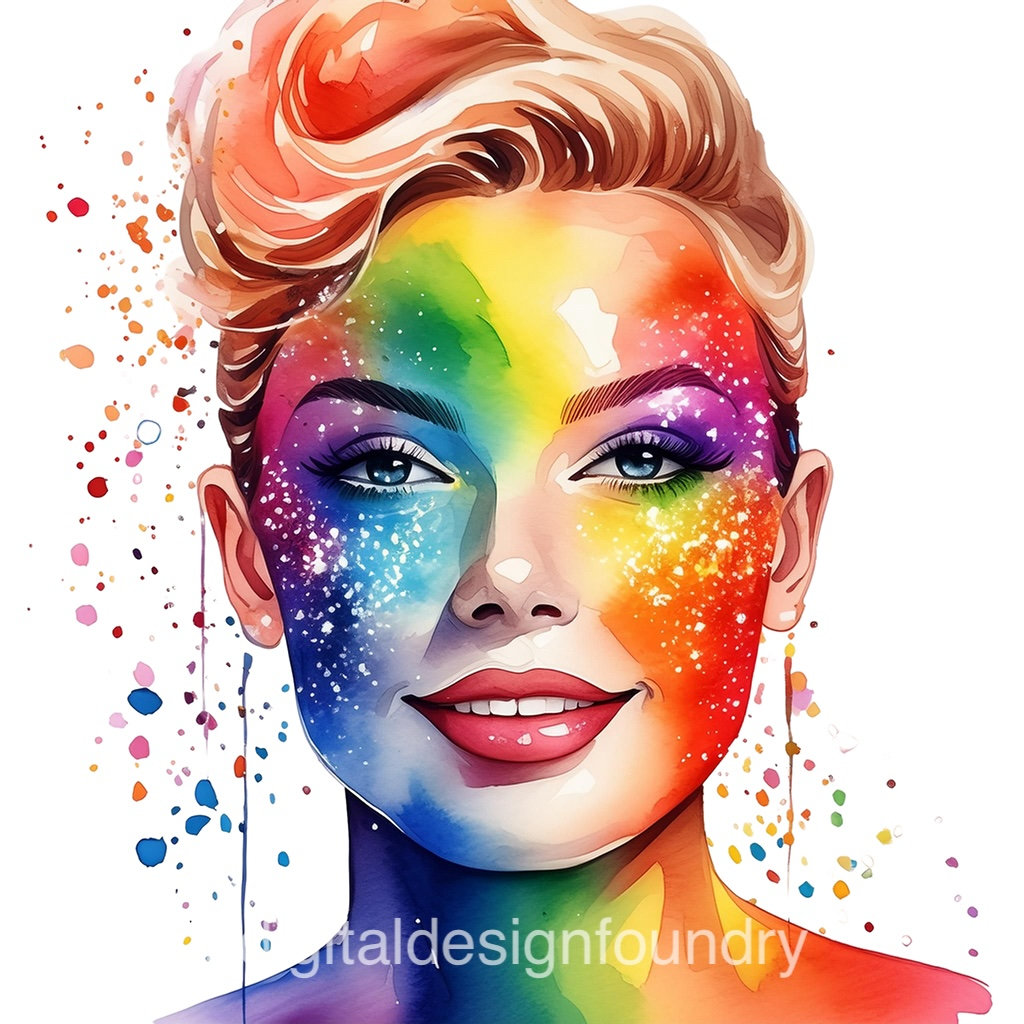 24 Pride Faces Clipart Watercolor PNG, SVG, LGBTQ+ Art, Diversity ...