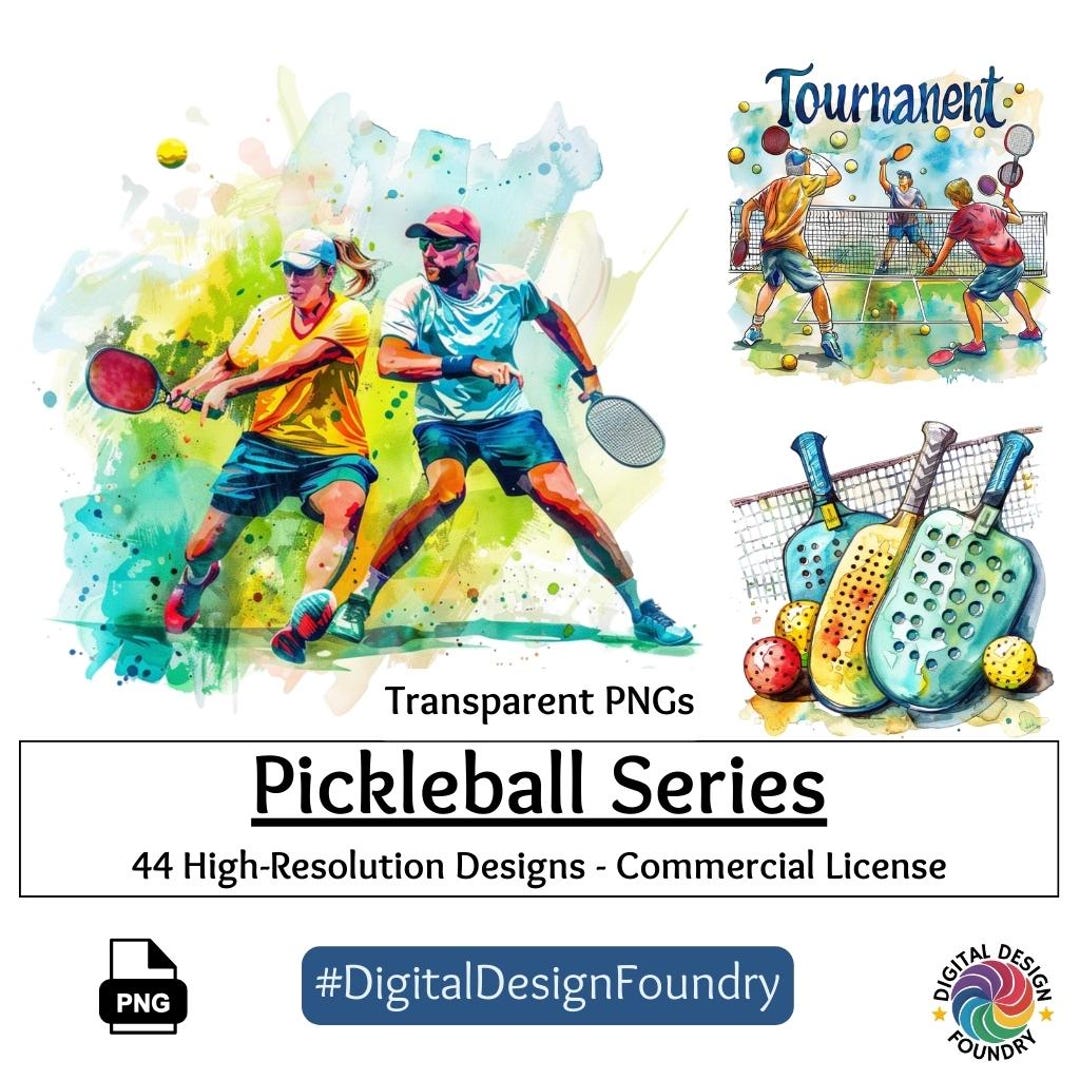 Pickleball Watercolor Clipart Collection | 44 Transparent Pngs | High ...