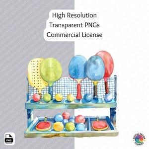 Pickleball Watercolor Clipart Collection | 44 Transparent Pngs | High ...