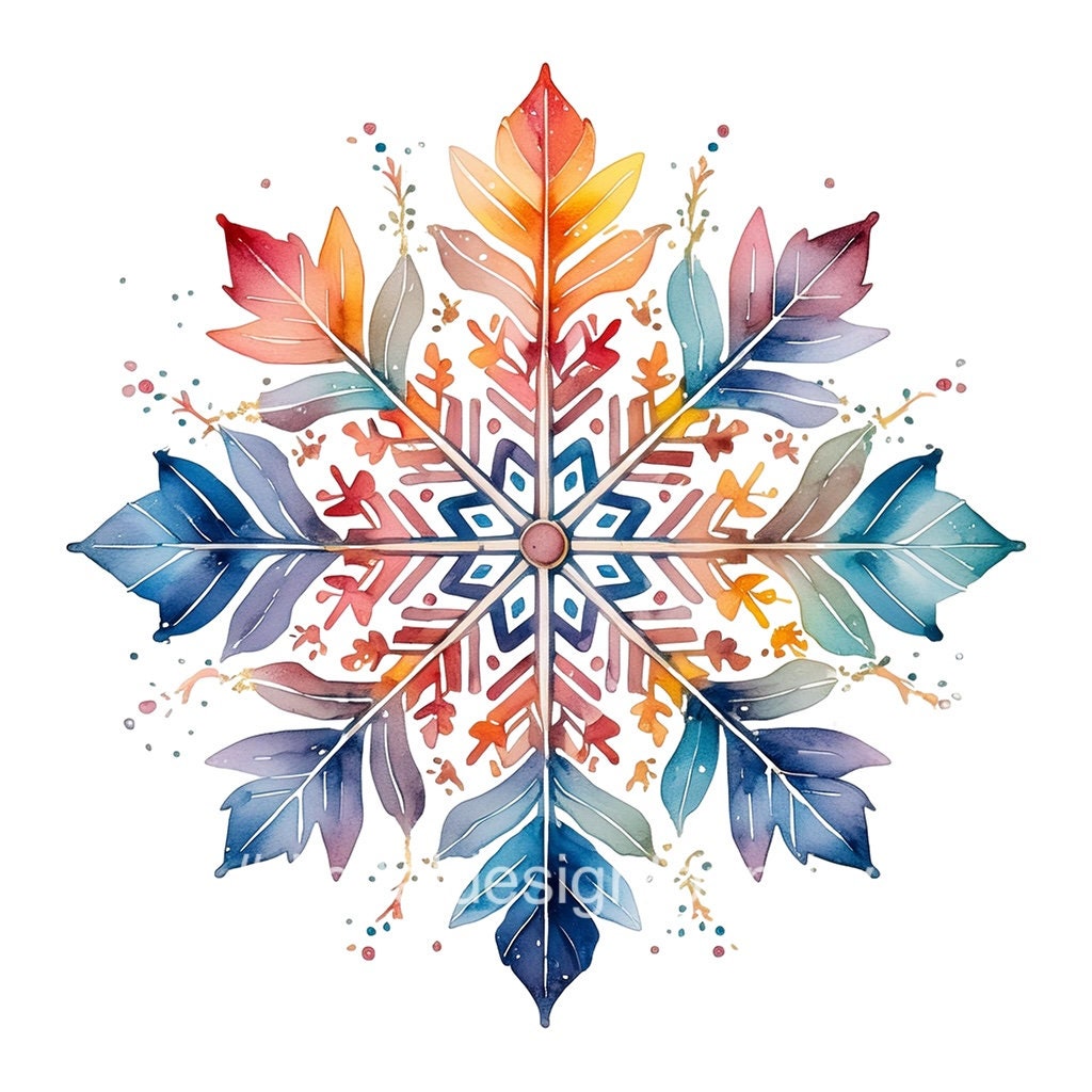 28 Snowflake Clipart Watercolor PNG, SVG, JPG, Winter Wonderland ...