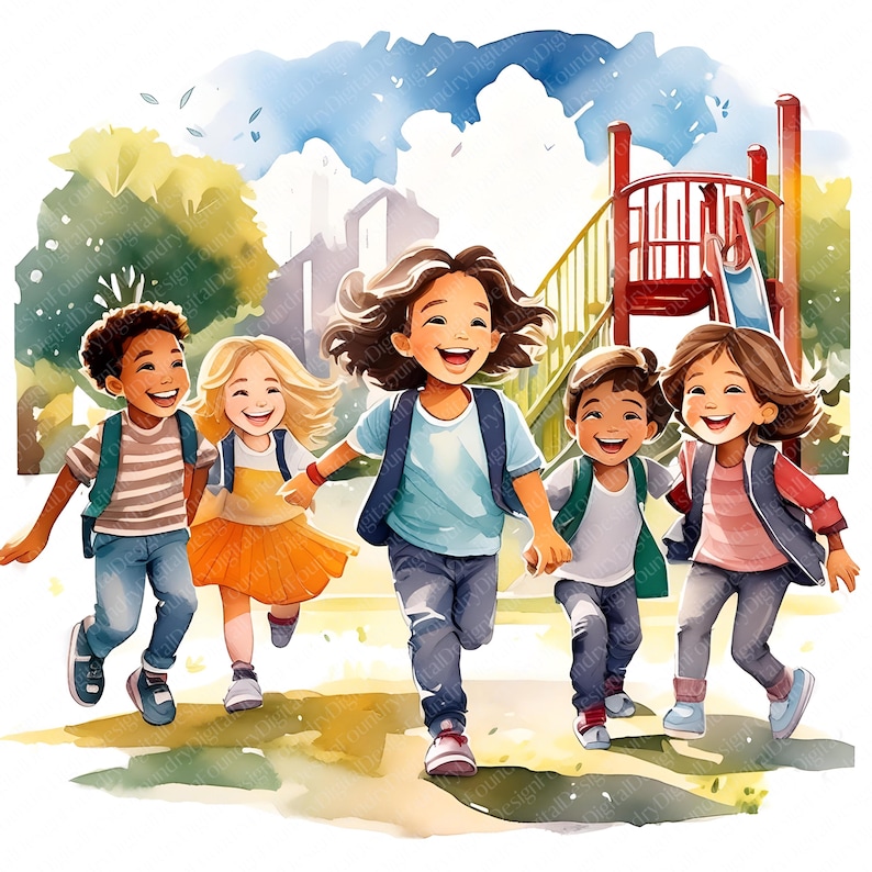 Playful Classroom Clipart | 53 Watercolor Pngs | School Activities ...