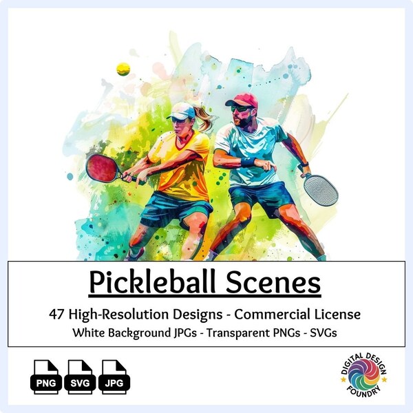 Watercolor Pickleball Courts Clipart - Etsy