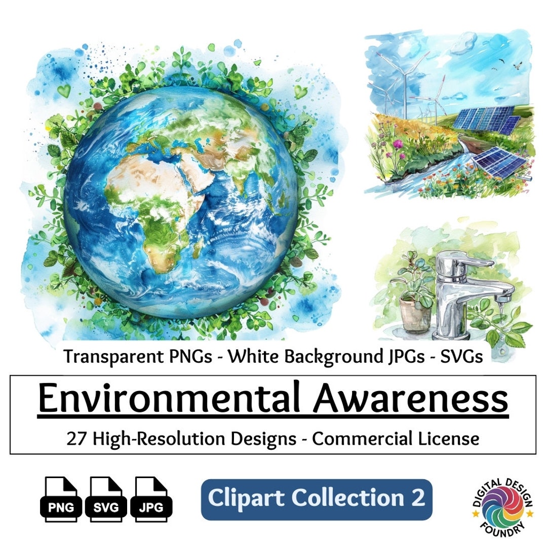 Environmental Clipart 27 Watercolor PNG JPG SVG Earth Day, Nature ...