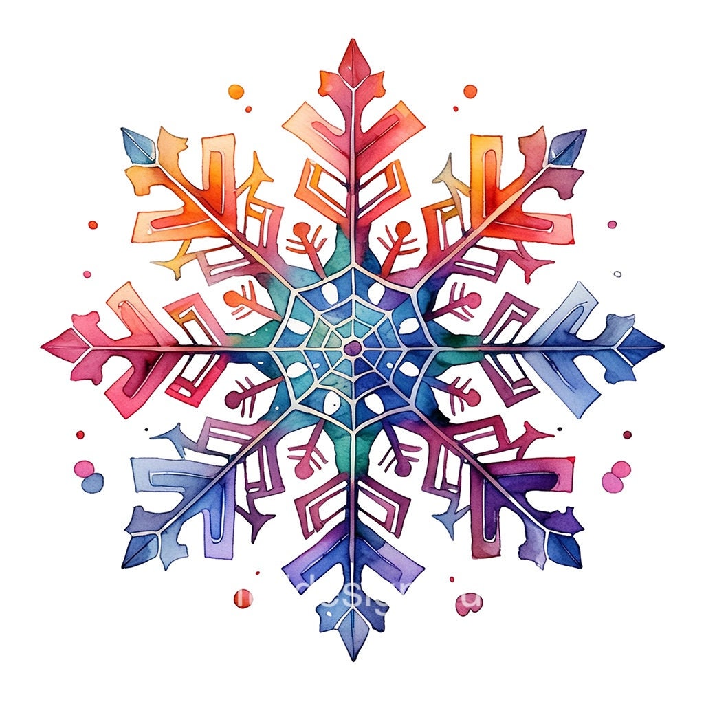 28 Snowflake Clipart Watercolor PNG, SVG, JPG, Winter Wonderland ...