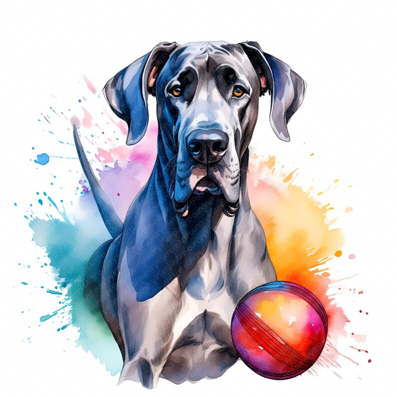 24 Cute Great Dane Clipart Watercolor PNG Adorable Dog Illustrations ...