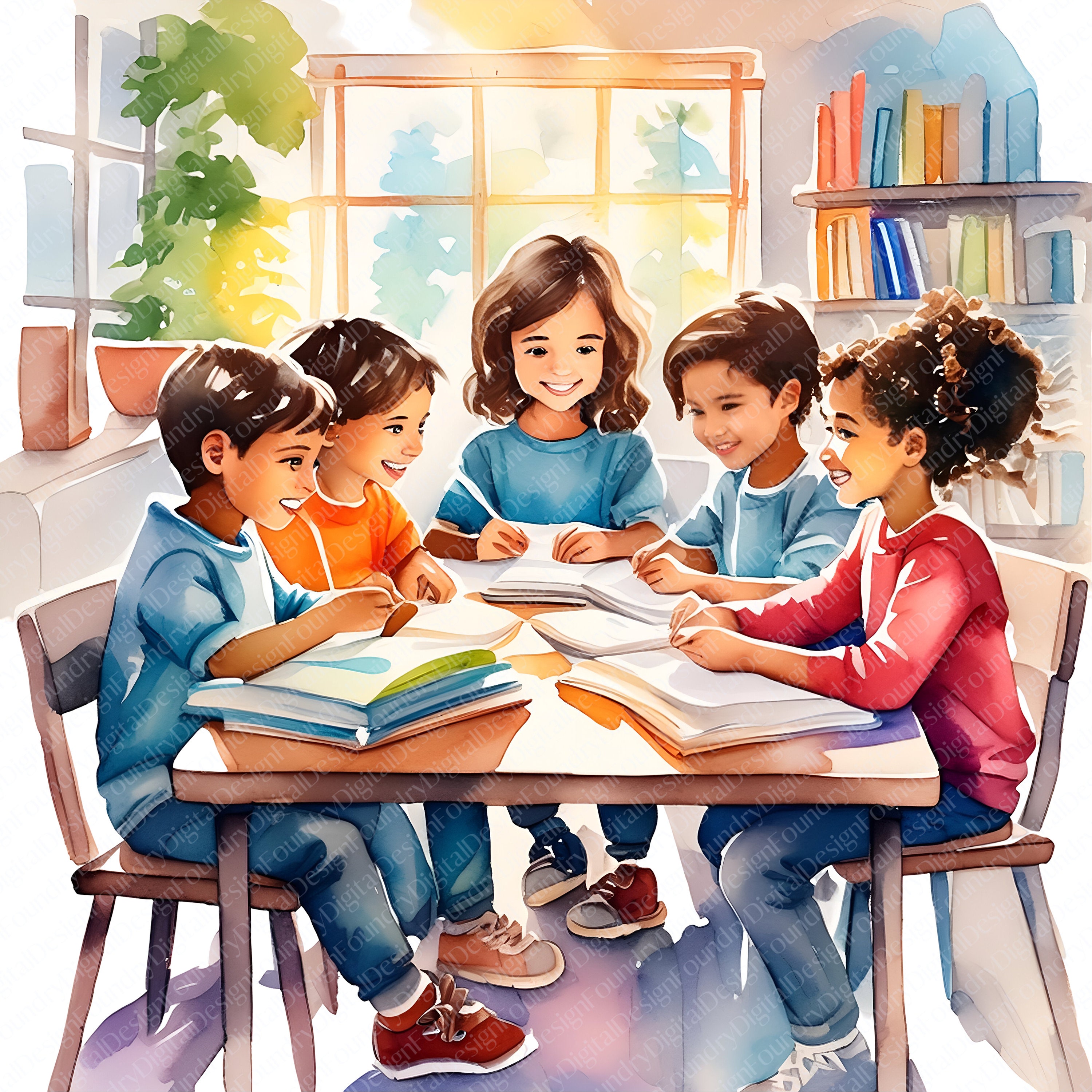 Diverse Classroom Scenes Clipart | 25 Watercolor Pngs | Inclusive ...