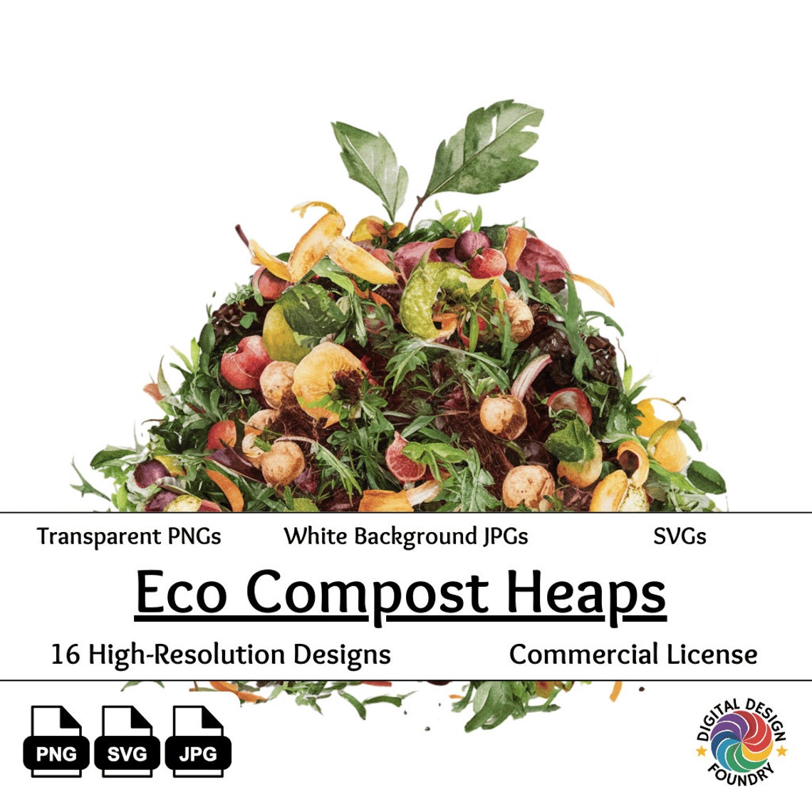 16 Compost Heap Clipart Watercolor, PNG, SVG, JPG, Eco-friendly, Garden ...
