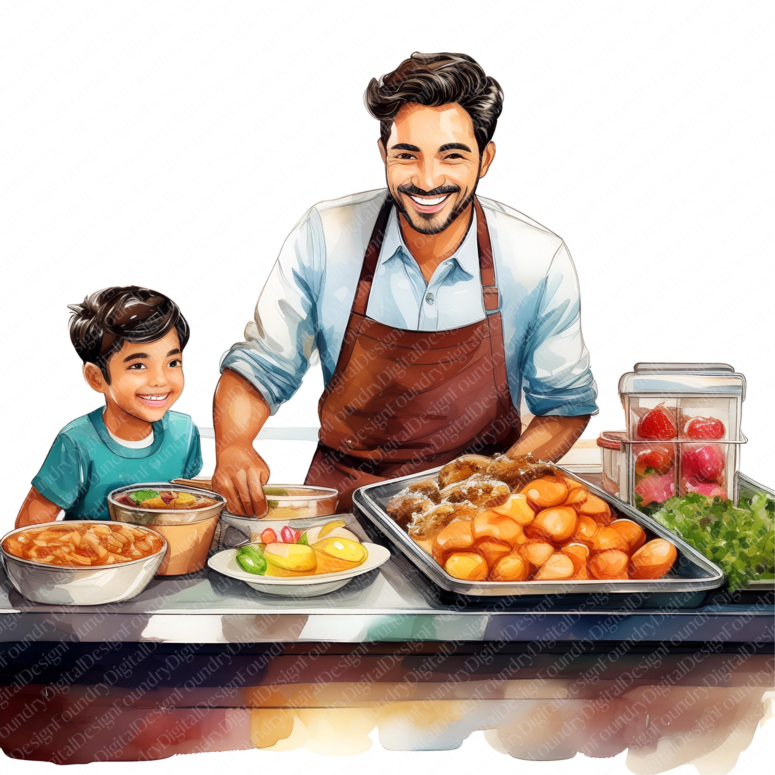 Cafeteria Fun Clipart | 30 Watercolor Pngs | School Lunch Illustrations ...