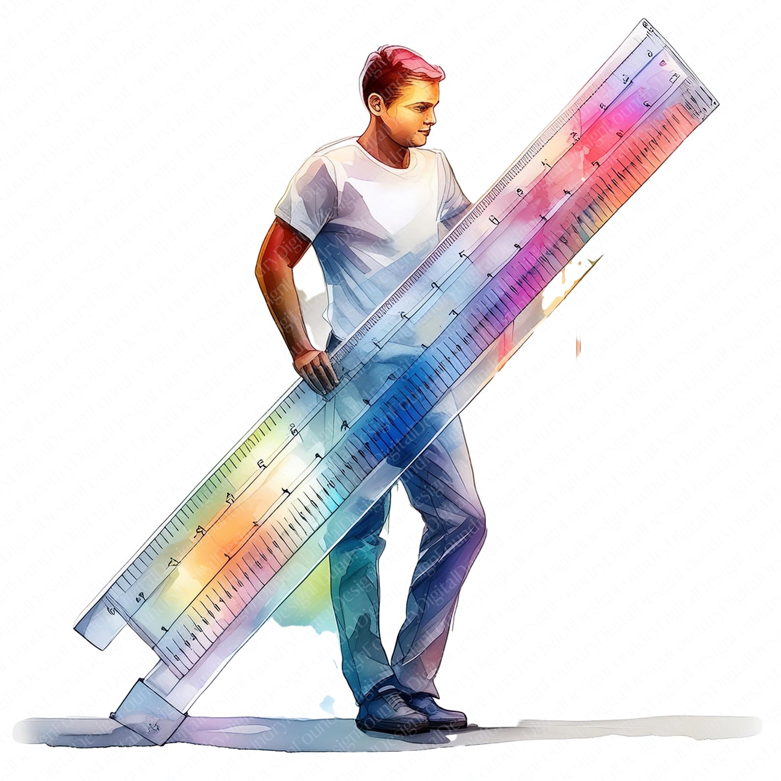 Rulers and Erasers Watercolor Clipart | 28 Pngs | School Supplies ...