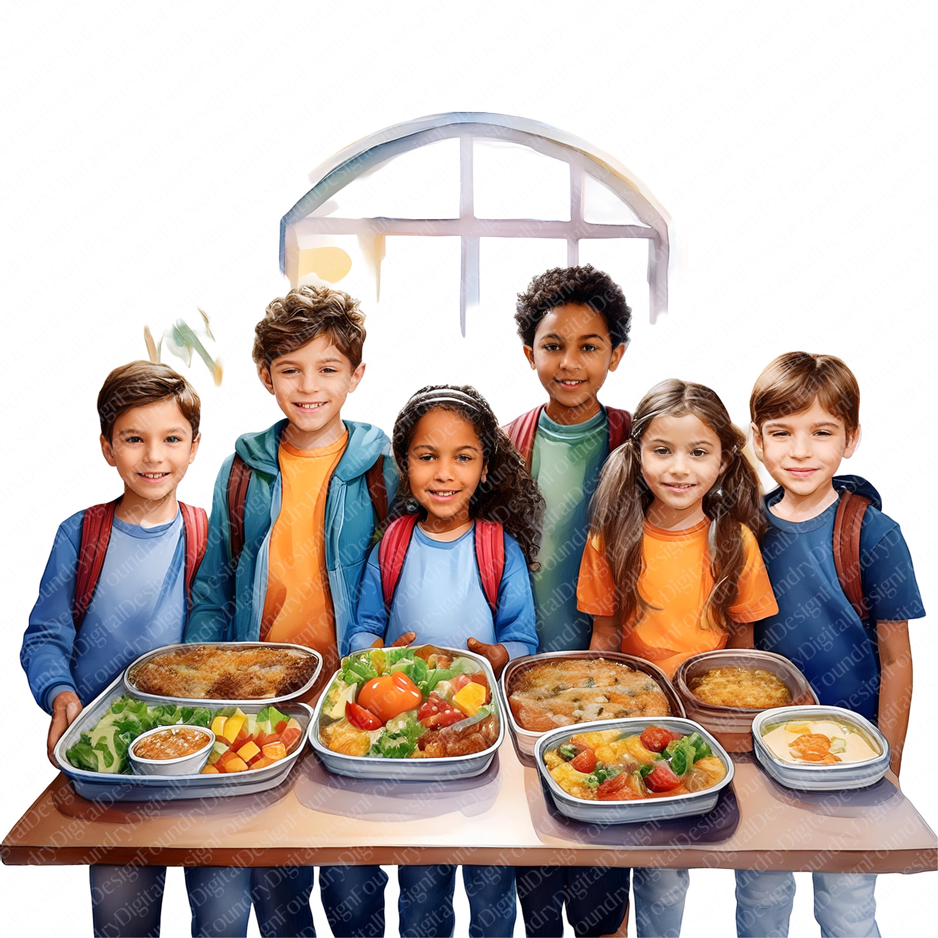 Cafeteria Fun Clipart | 30 Watercolor Pngs | School Lunch Illustrations ...