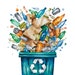 16 Recycling Bin Clipart Watercolor, PNG, SVG, JPG Eco-friendly, Zero ...