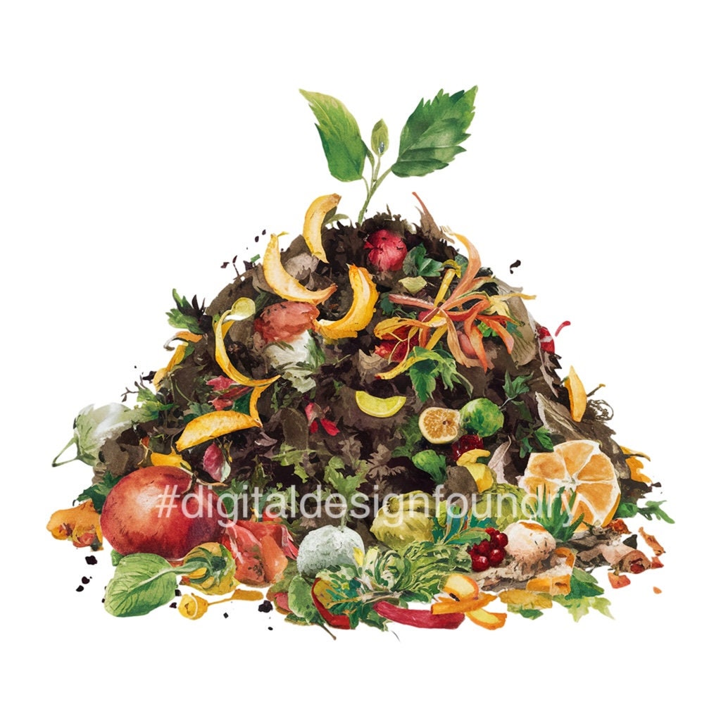 16 Compost Heap Clipart Watercolor, PNG, SVG, JPG, Eco-friendly, Garden ...