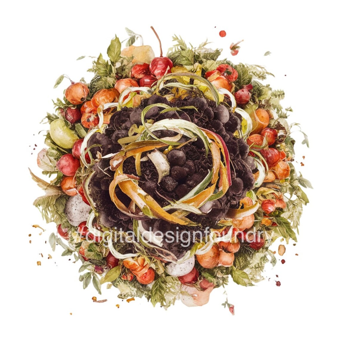 16 Compost Heap Clipart Watercolor, PNG, SVG, JPG, Eco-friendly, Garden ...