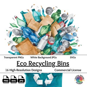 179 Eco Clipart Bundle Watercolor PNG, SVG, JPG, Zero Waste ...