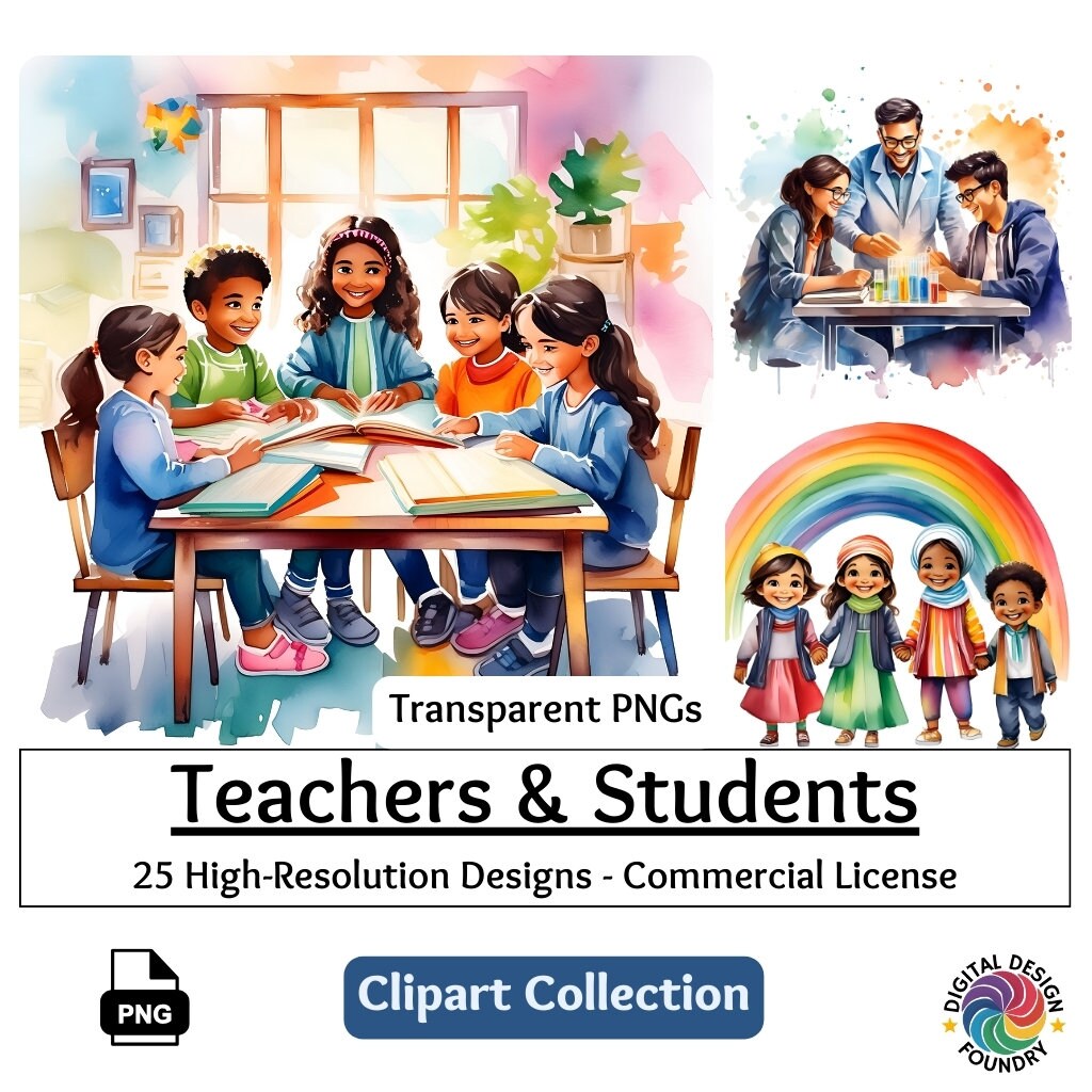 Diverse Classroom Scenes Clipart | 25 Watercolor Pngs | Inclusive ...
