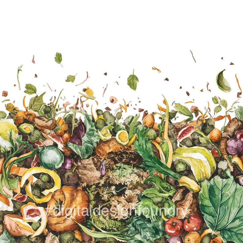 16 Compost Heap Clipart Watercolor, PNG, SVG, JPG, Eco-friendly, Garden ...