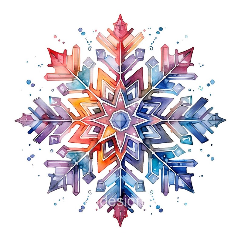 28 Snowflake Clipart Watercolor PNG, SVG, JPG, Winter Wonderland ...
