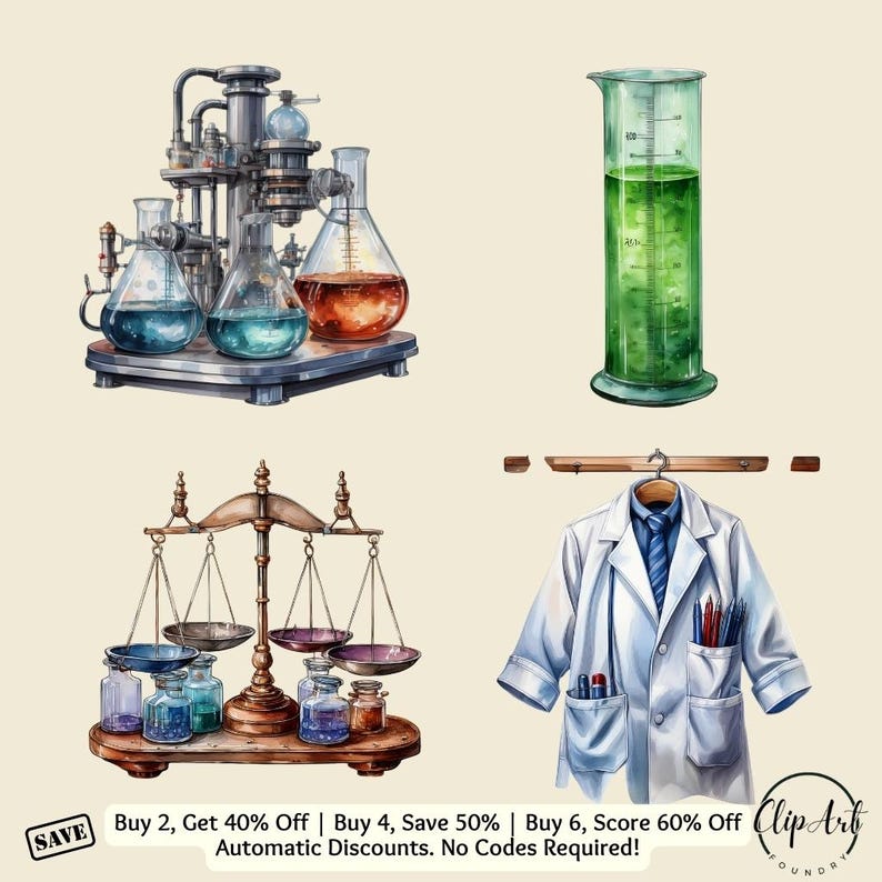 Science Lab Equipment Clipart PNG Collection Beakers Flasks Microscopes ...