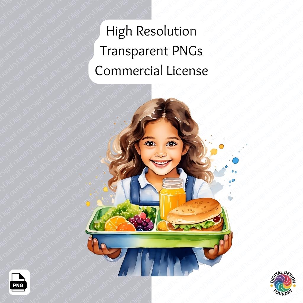 Cafeteria Fun Clipart | 30 Watercolor Pngs | School Lunch Illustrations ...