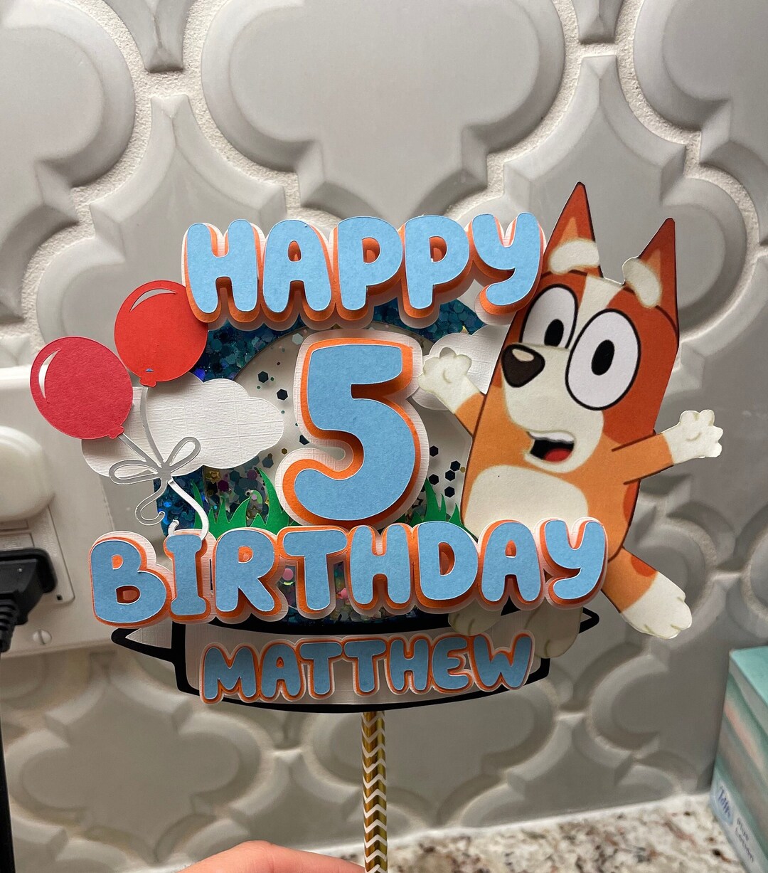 Bluey Themed Shaker Cake Topper - Etsy