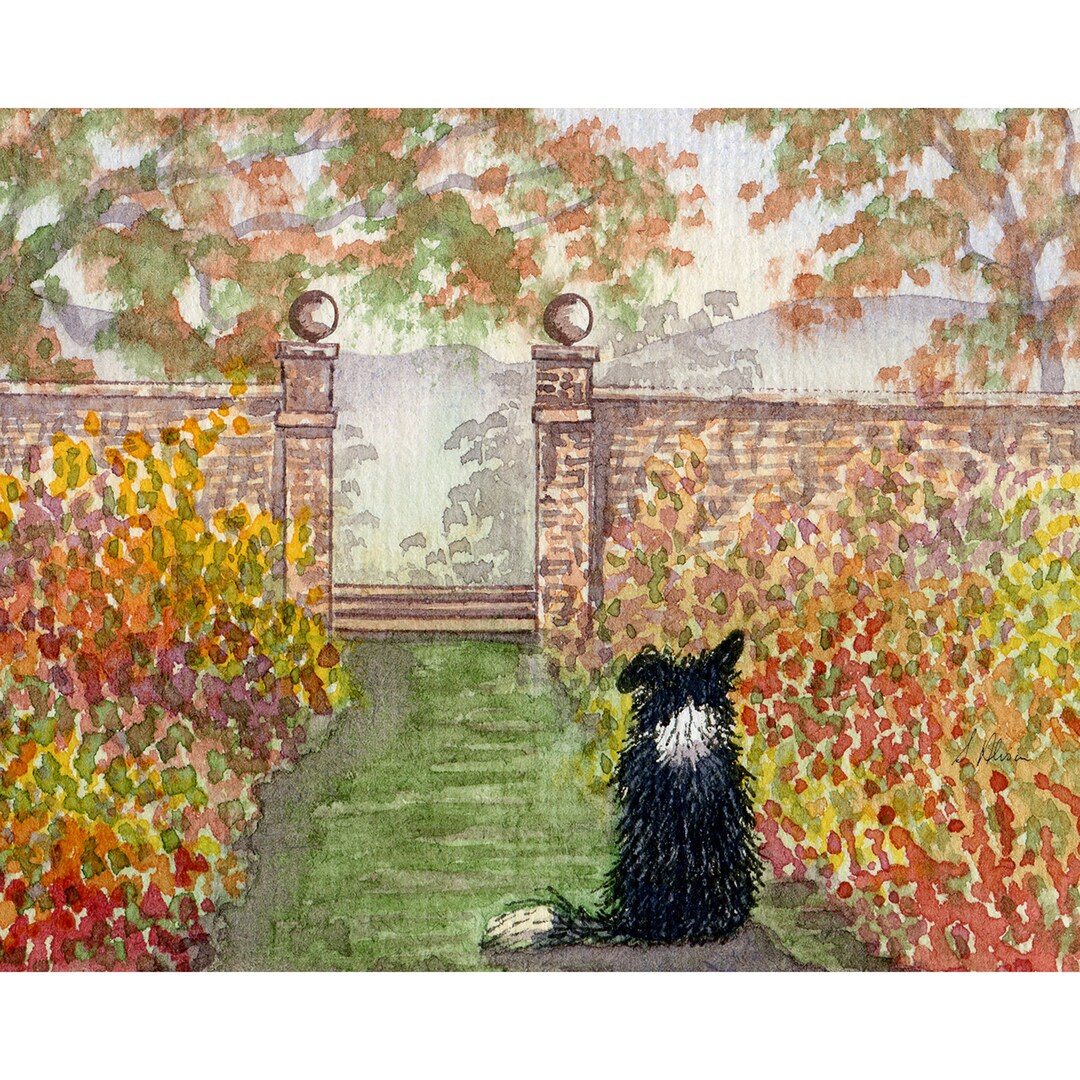Warten auf Sie Border Collie Hund 8x10 und 5x7 inch signierter Druck ...