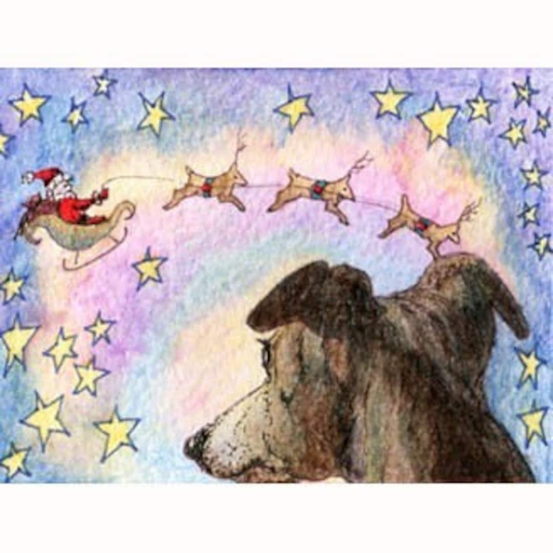Whippet Greyhound Sleigh Flight 8x10 and 5x7 Signed Art Print From a ...