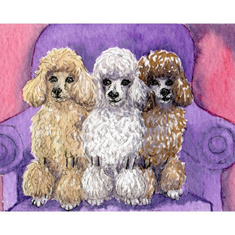 Three Poodles 8x10 Art Print Three's a Pack Three Dogs | Etsy