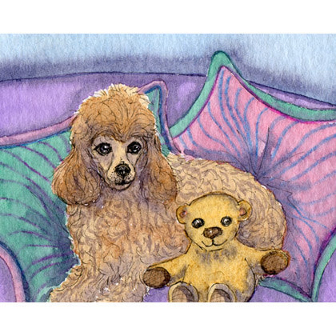 Poodle and Teddy Bear Friends 5x7 and 10x8 Inches Print Poster From a ...