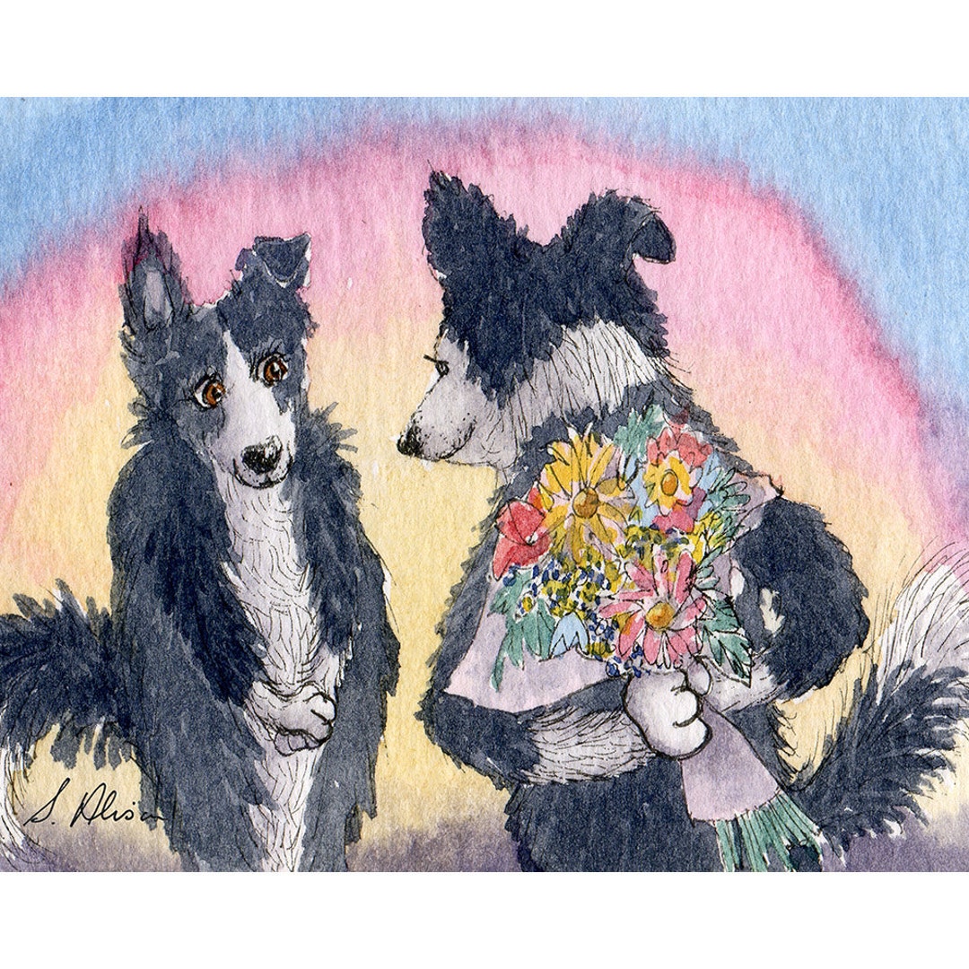 Border Collie Dog Flowers 5x7 8x10 Print Flowers for You Bouquet Thank ...