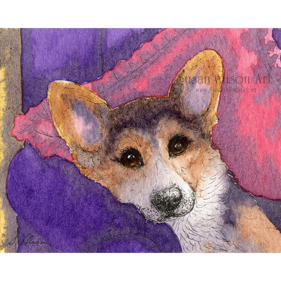 Welsh Corgi Dog Tri 5x7 & 8x10 Inch Print Pup Tricolor Wisdom Relax ...