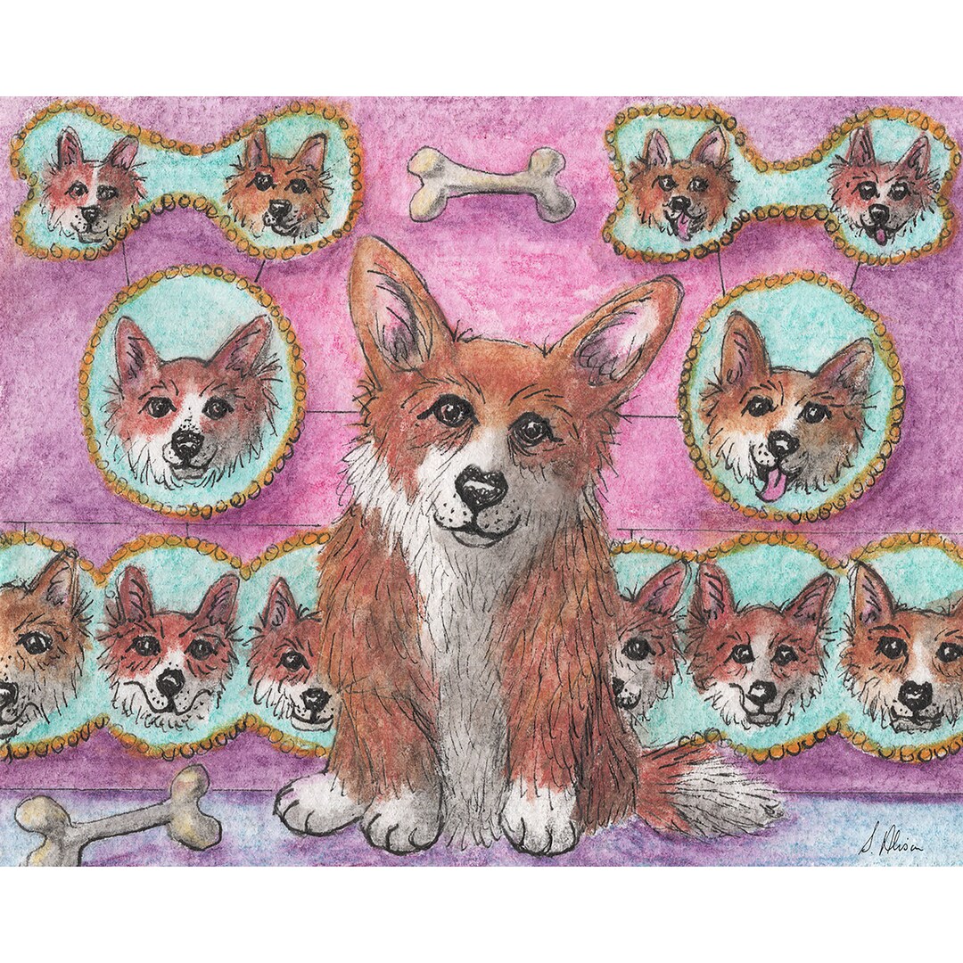 Family Tree Welsh Corgi Dog 5x7 8x10 Prints Poster From Susan Alison ...
