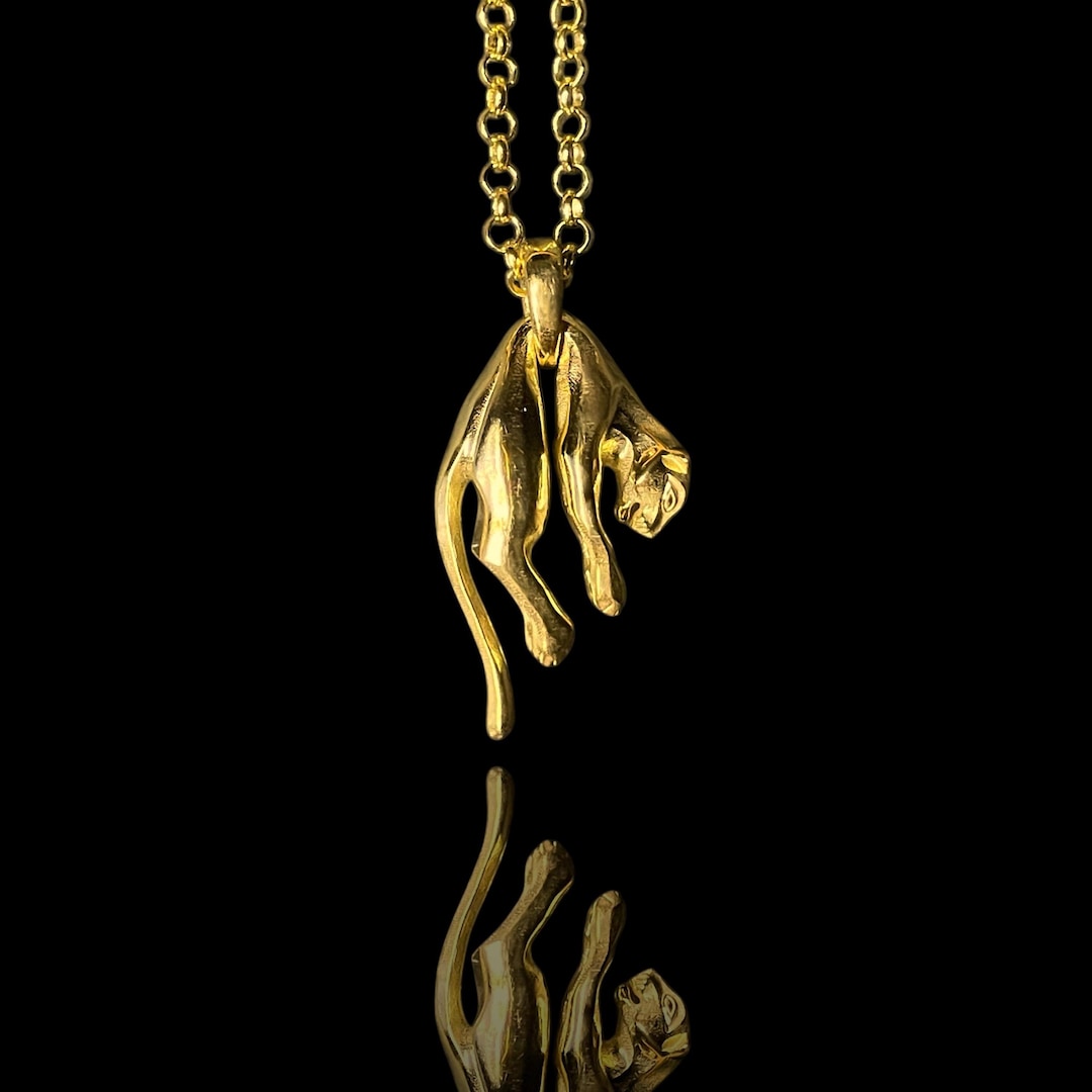 14k Real Gold Panther Necklace - Men's Gold Charm Jewelry - Unique Gift ...