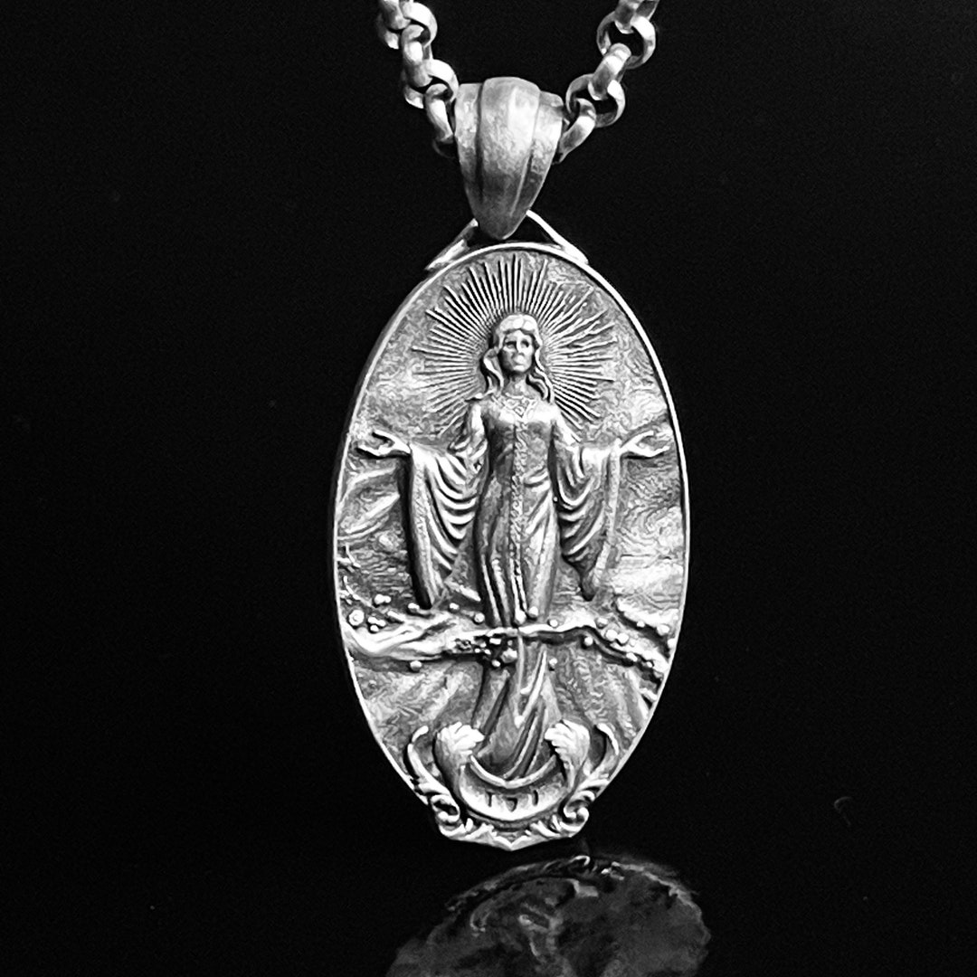 Handmade Virgin Mary Miraculous Medal Necklace - Christmas Gift ...