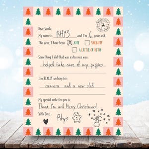 Printable Letter to Santa - Personalized Dear Santa Letter | Kids ...