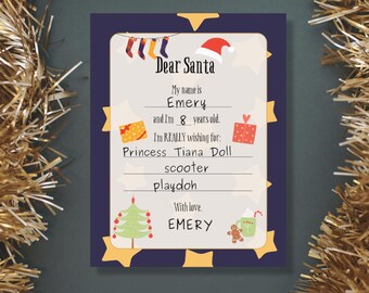 Printable Letter to Santa Personalized Dear Santa Letter Kids Christmas ...