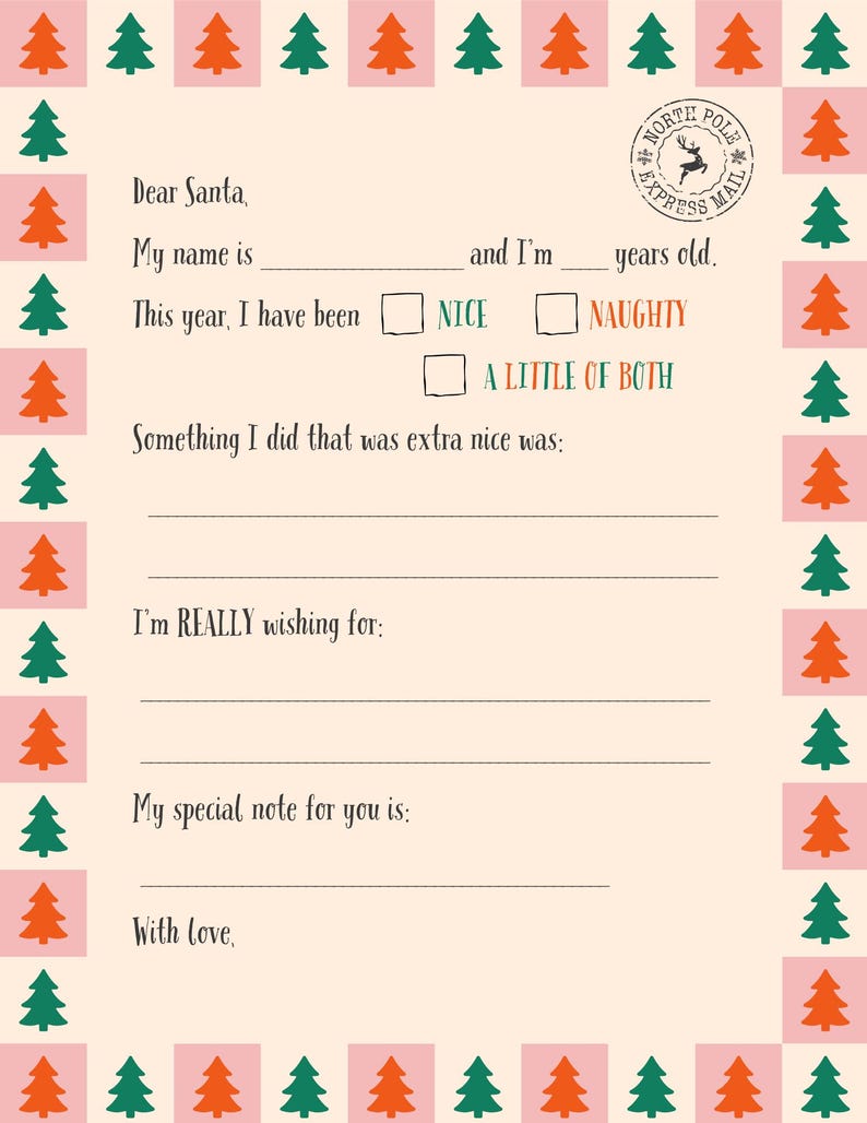 Printable Letter to Santa - Personalized Dear Santa Letter | Kids ...