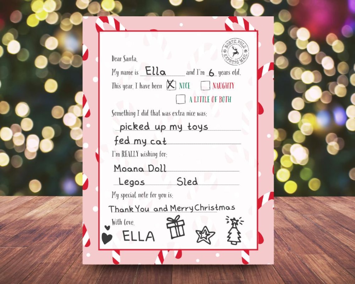Printable Letter to Santa - Personalized Dear Santa Letter | Kids ...