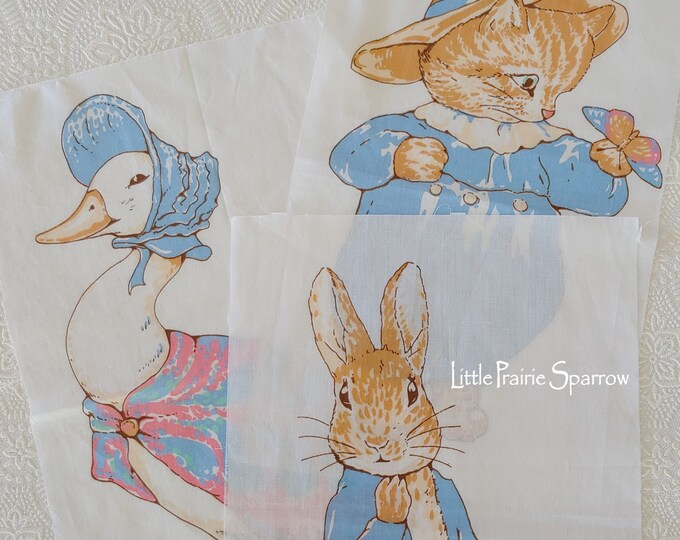 Vintage Beatrix Potter Fabric Panel 90s for Peter Rabbit Nursery, Baby ...