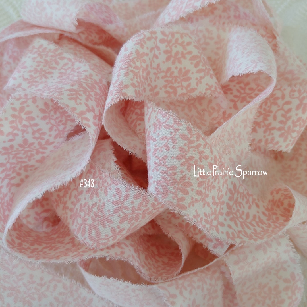 Hand Torn Ribbon Pink Calico Frayed Fabric Ribbon for Journal, Party ...